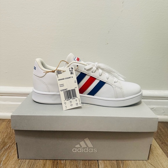 adidas | Shoes | Adidas Blue Red White Stripped Sneaker | Poshmark